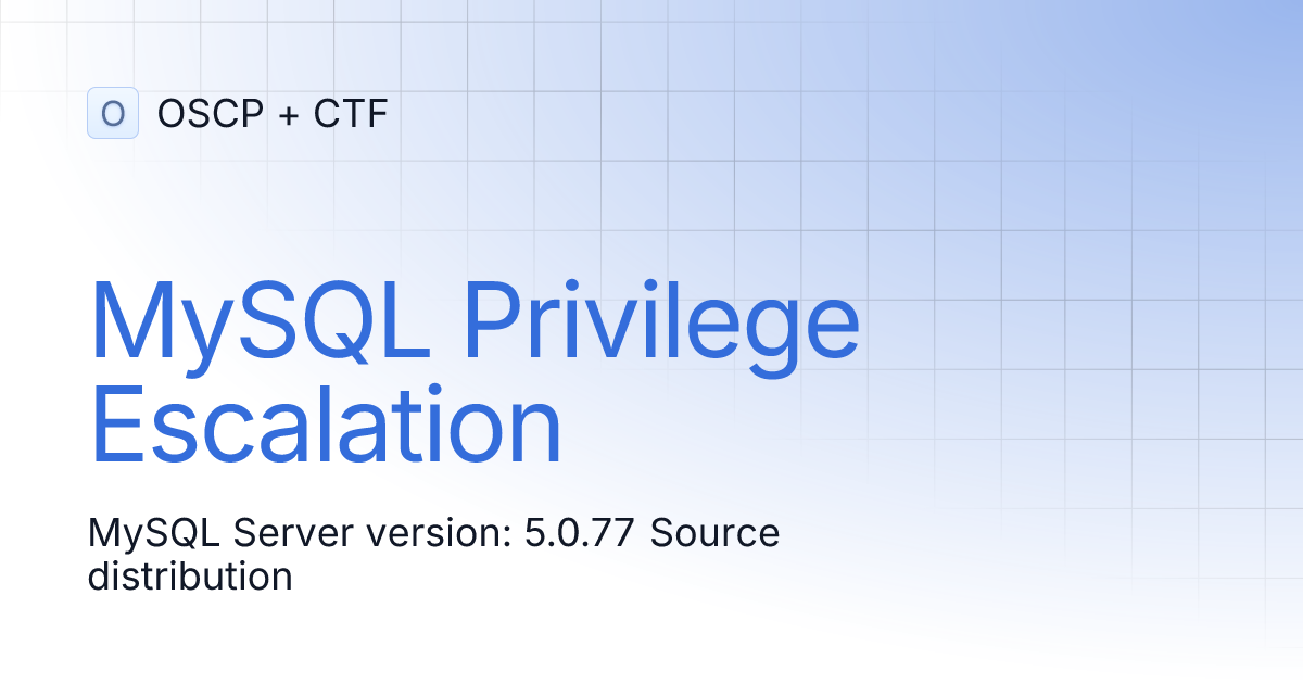 MySQL Privilege Escalation | OSCP + CTF